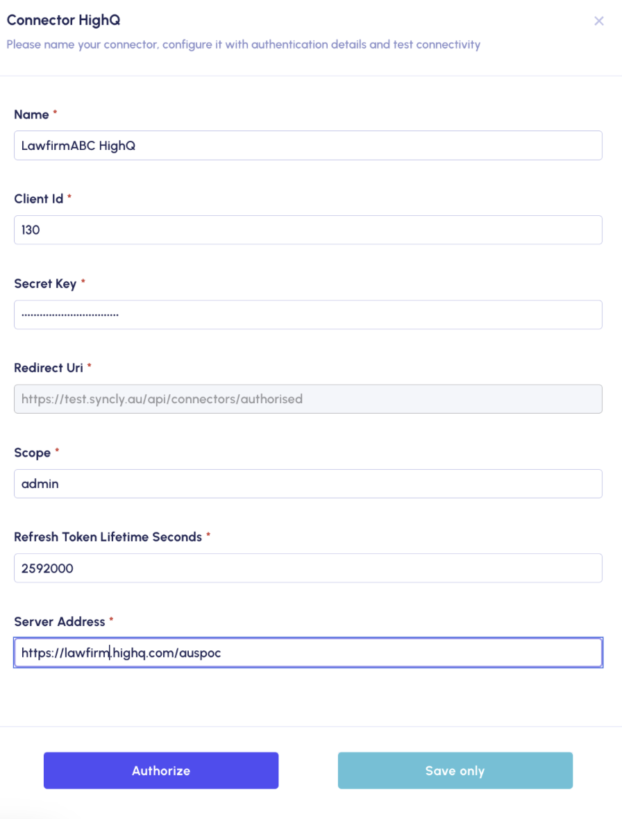 HighQ Connector – Syncly